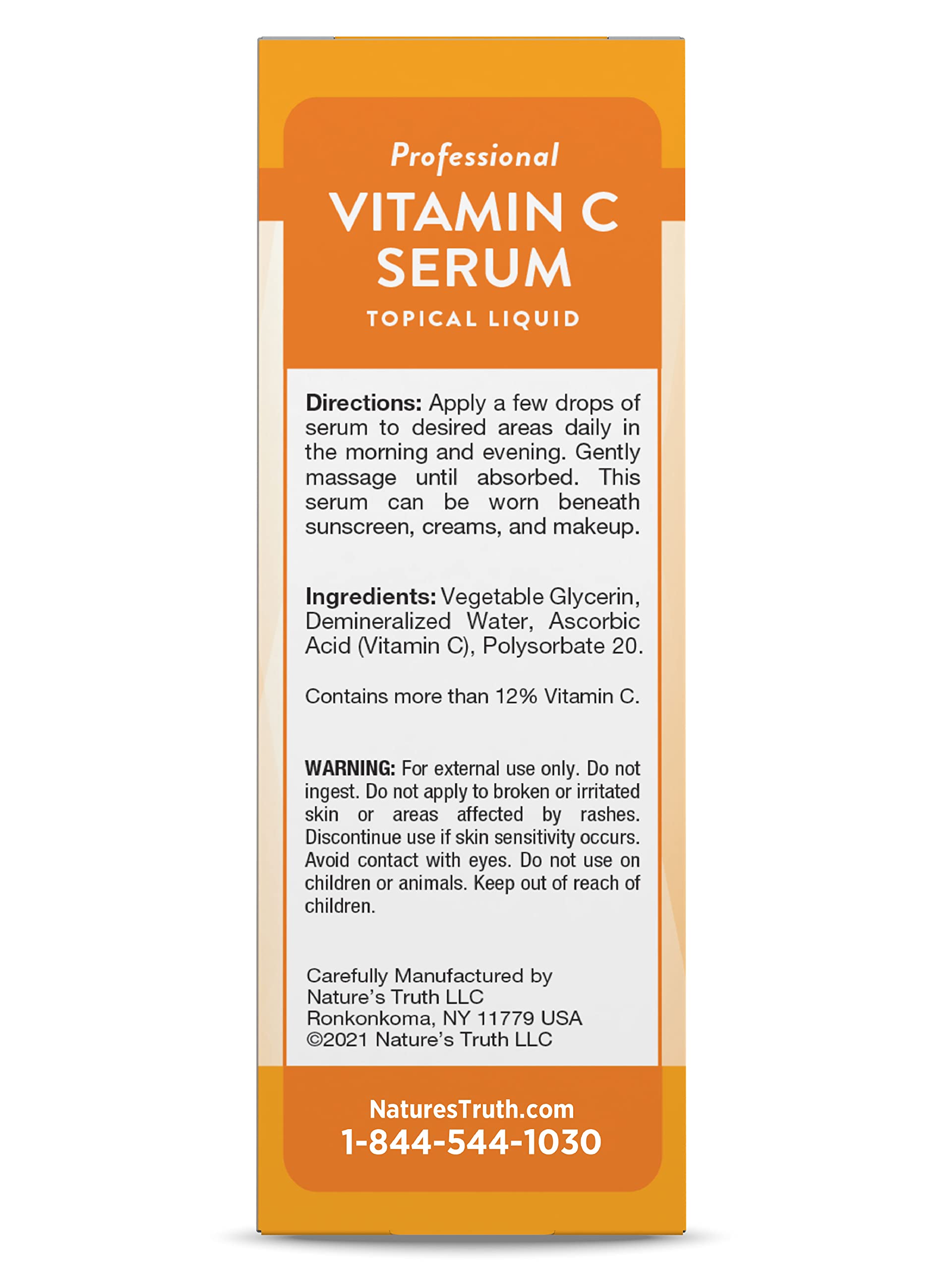 Nature's Truth Vitamin C Serum 2 oz | Oil For Body & Face | Nourishing & Unscented