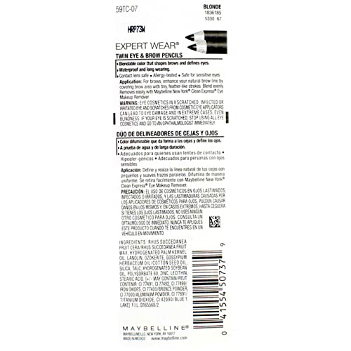 Maybelline Expert Eyes Brow And Eye Pencil, Blonde [107], 0.03 oz (Pack of 2)