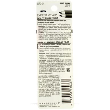 Maybelline Expert Wear Twin Brow & Eye Pencils, Light Brown [104] 2 ea (Pack of 3)