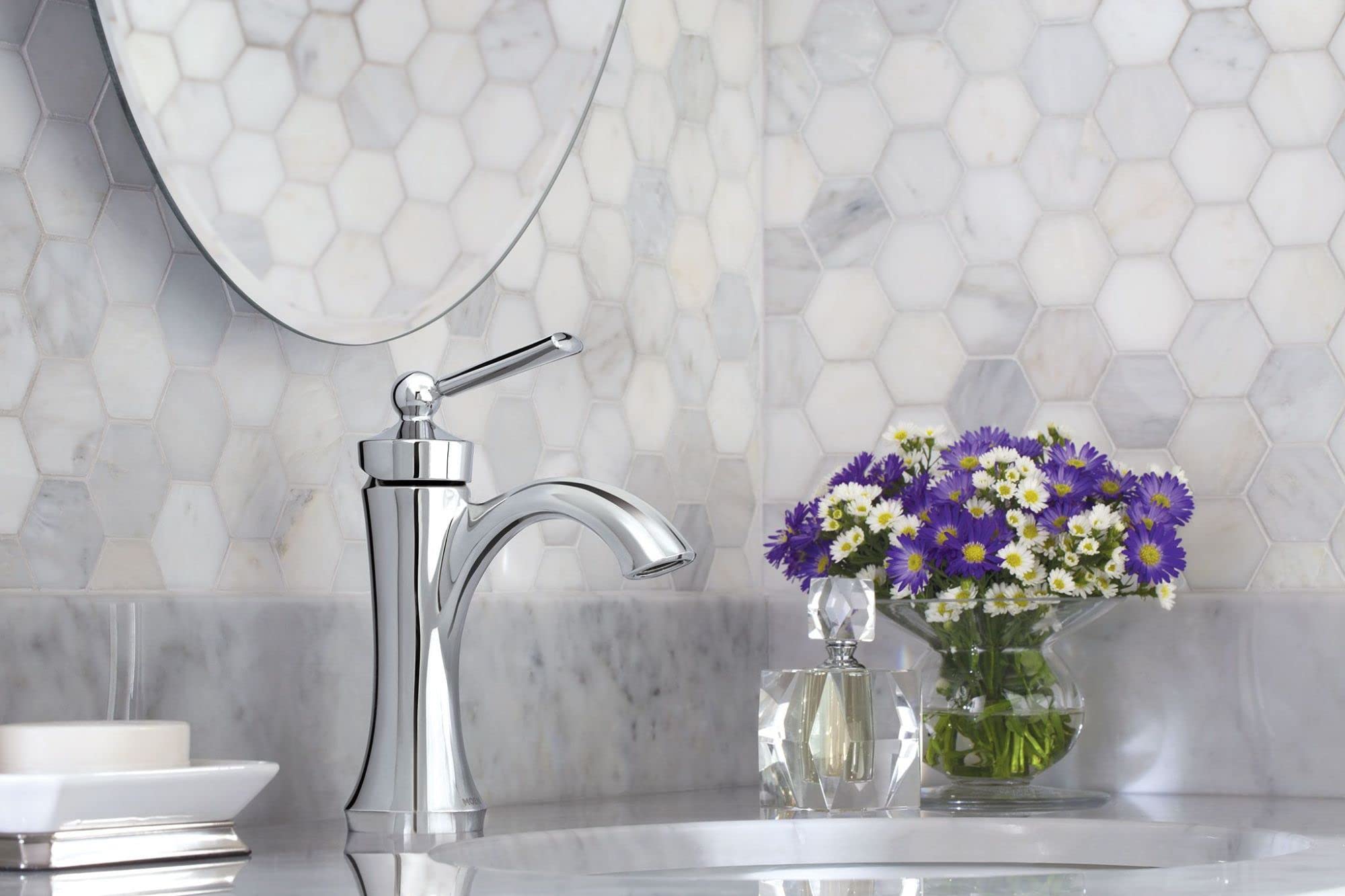 Moen Wynford Brushed Nickel One-Handle High-Arc Bathroom Faucet with Drain Assembly, 4500BN