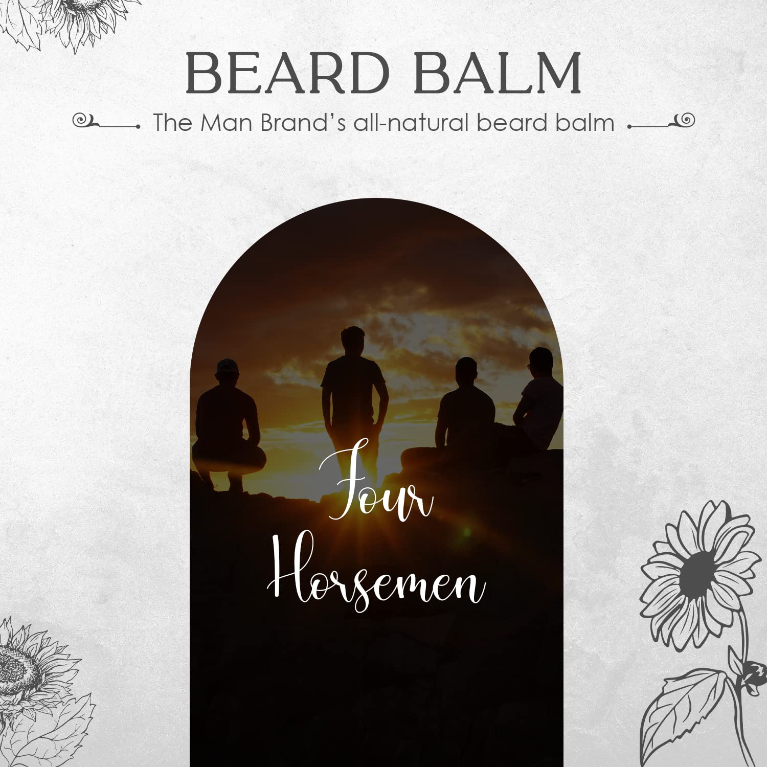 The Man Brand Beard Balm Sample Pack, 1 oz - Natural Beeswax Based Conditioning Balm for Beard Care, Four Horsemen Scent, 4 Fluid Ounces