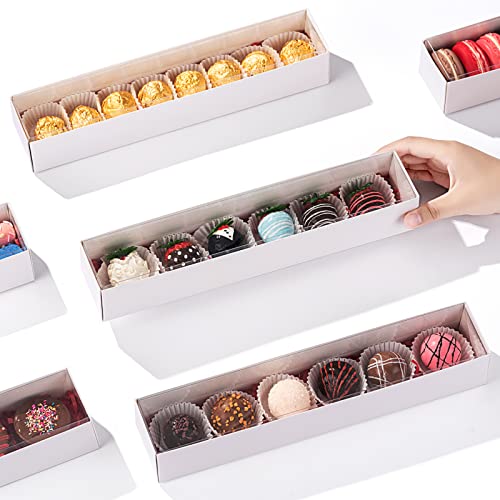 SLShePack 20Pack 12x2¼x2 Inches Clear Chocolate Covered Strawberries Boxes for 6, Macaron boxes for 12, Truffle Boxes Cocoa Bombs Cookies boxes