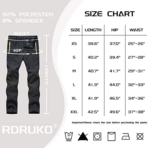 Rdruko Women's Outdoor Hiking Pants Waterproof Snow Ski Snowboard Softshell Fleece Insulated Winter Pants(Black, US S)