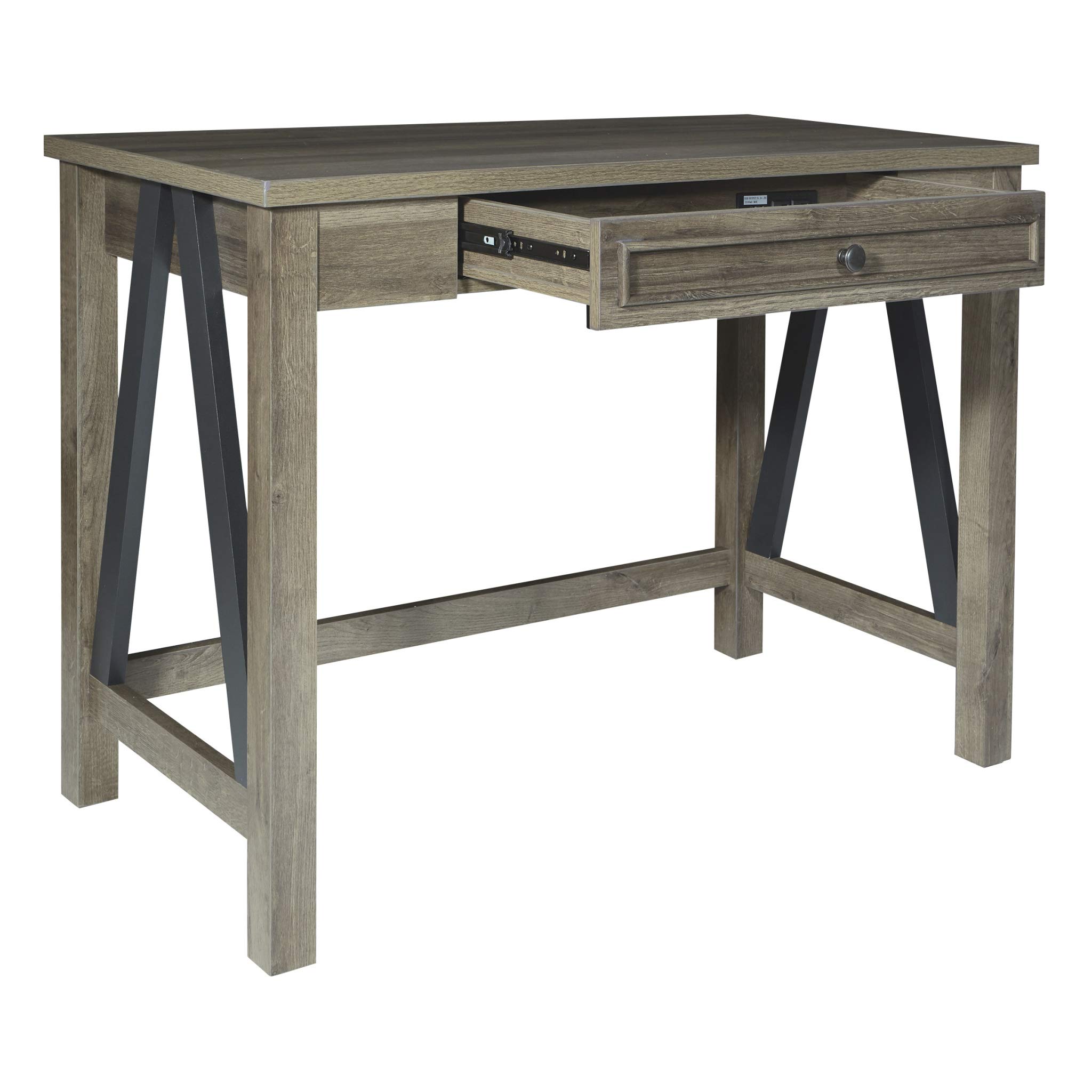 OSP Home Furnishings Braydon 42-Inch Wide Writing Desk, Grey Oak