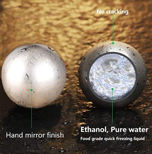 Stainless Steel Whiskey Stones, Beverage chilling Rocks, Reusable stainless steel ice balls with Sphere Ice ball tray. Total set of 7