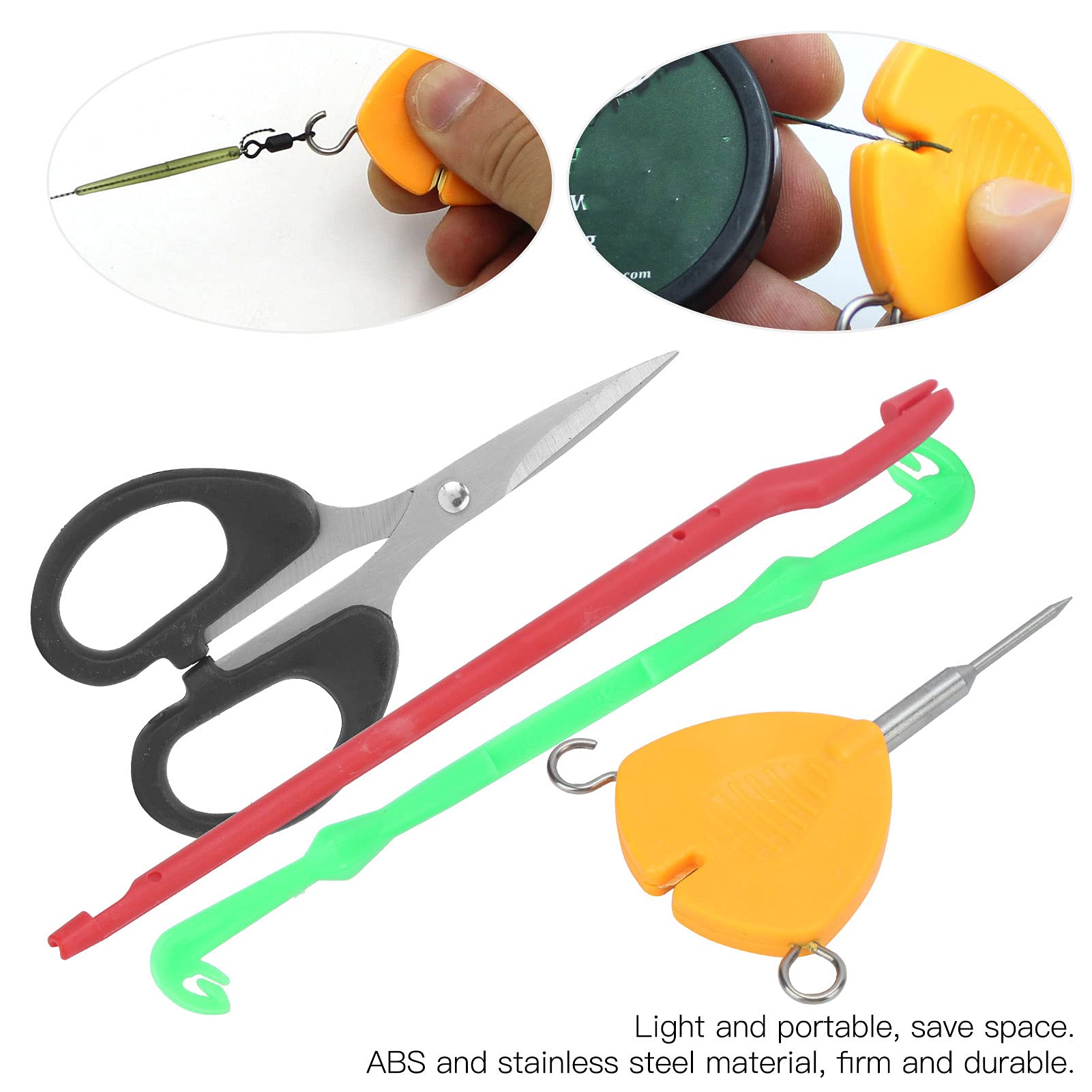 Shanrya Multi Fishing Knot Puller Tool Set, Easy to Carry Fishing Line Knot Tool Beautiful Appearance High Reliability for Business for Outdoor(Orange Bait Puller Four-Piece Set)