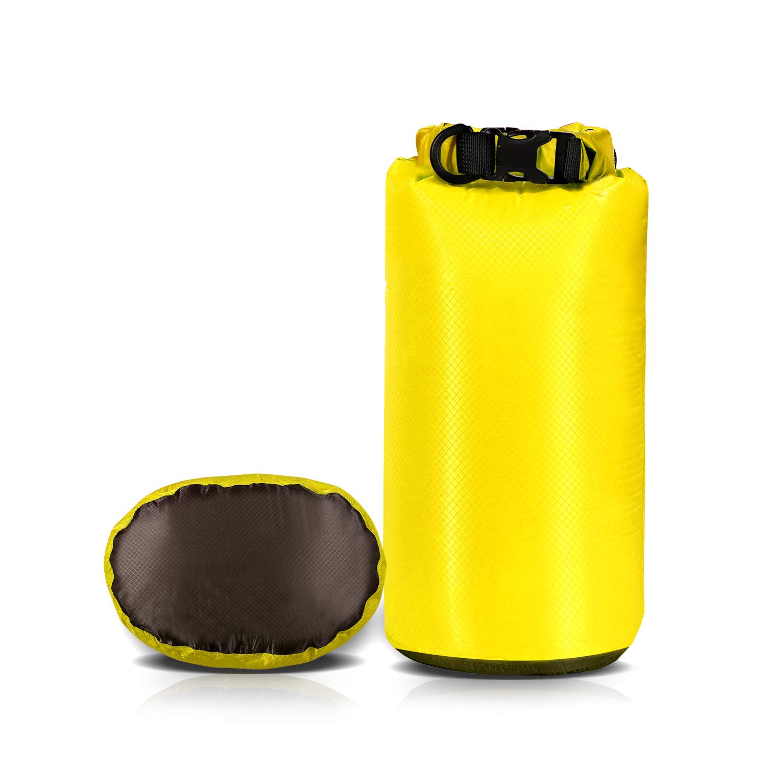 REDCAMP Ultralight Dry Sack for Kayaking Backpacking, Waterproof Nylon Dry Bag for Water Sports Yellow 10L