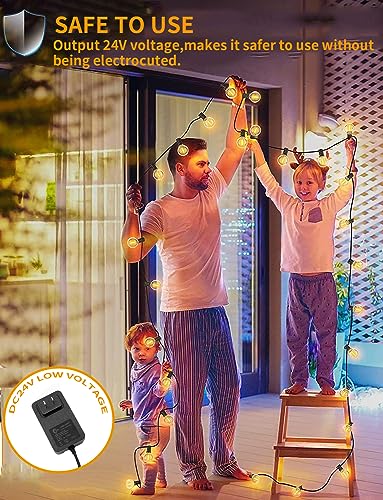 Yuusei Outdoor String Lights with Remote, 25Ft Dimmable LED Patio String Light with 12+1 Shatterproof G40 Bulbs, IP45 Waterproof Linkable Hanging Lights for Yard, Bistro, Porch,Cafe,2500K Warm White