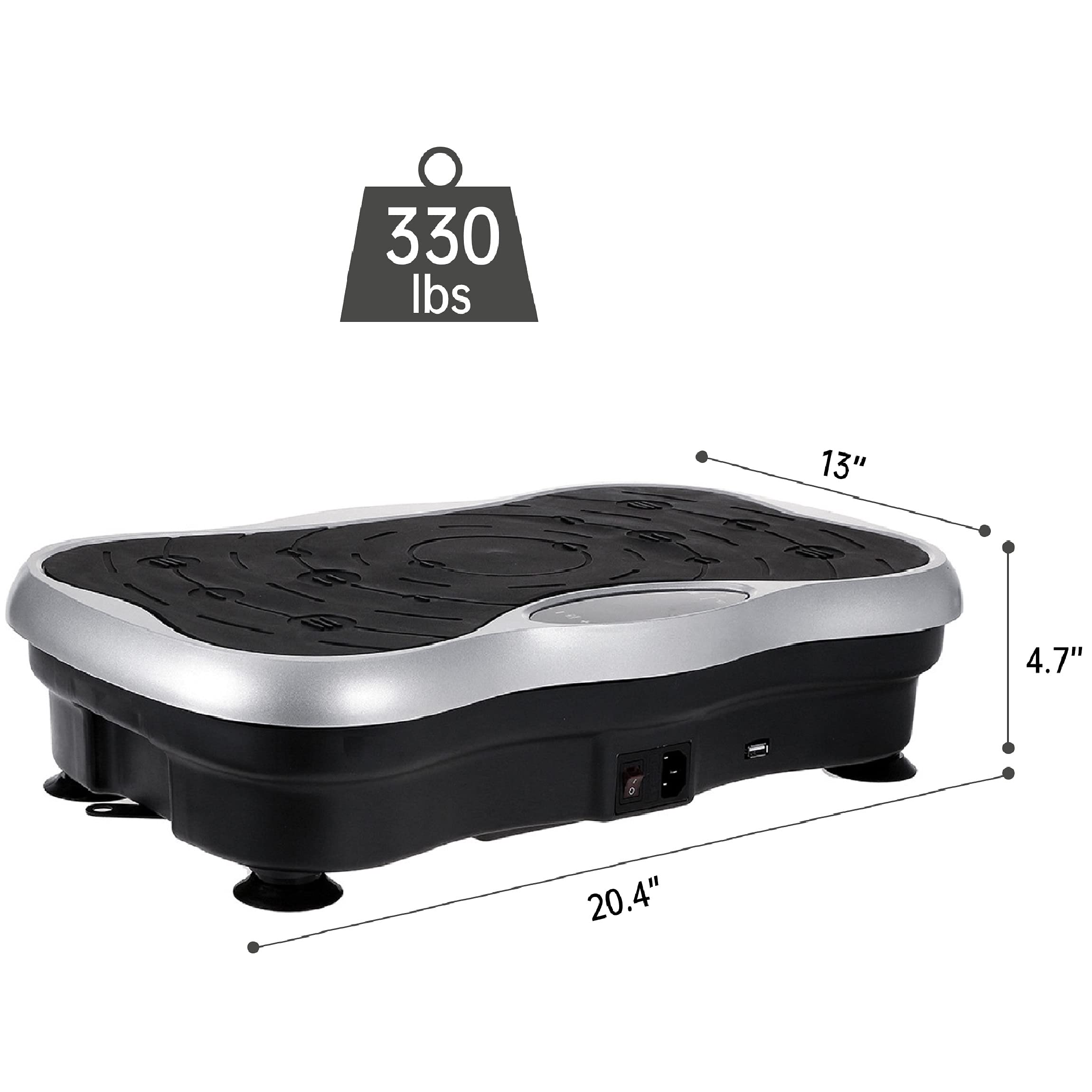 Real Relax Mini Vibration Plate Exercise Machine Full Whole Body Workout Home Massager and Fitness Platform Weight Loss & Toning, with Resistance Band,Remote Control and Support 330Ibs,Silver