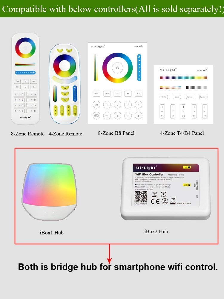 Mi Light MR16 Color Changing LED Spotlight WiFi RGB +CCT 4 Watt Warm White Dimmable (4W MR16)