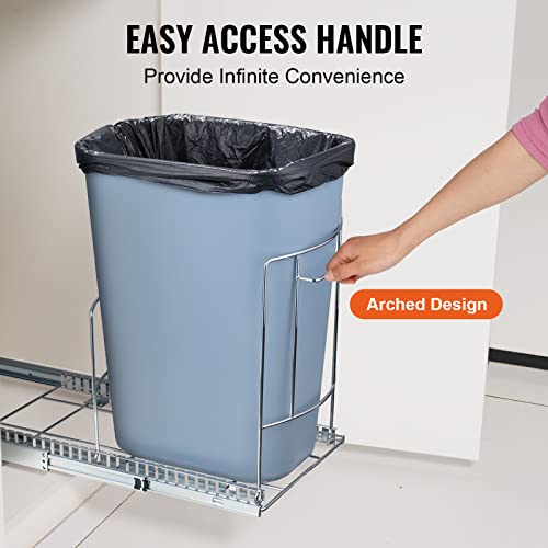 VEVOR Pull-Out Trash Can, Adjustable fits cans up to 9" x 19.5", Bin Not Include, Under Mount Kitchen Waste Container with Slide and Handle,Requires a 13.4" W x 21.2" D x 17.7" H Cabinet Opening