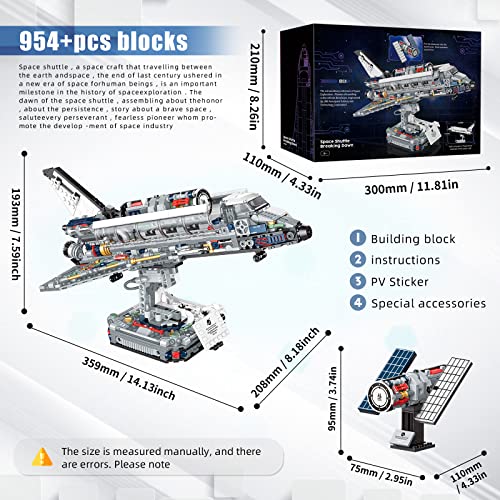 YESHIN Space Shuttle Building Blocks Kits with Mars Rover, Creative Collectible Display Spaceship Model Building Sets, Gift Toy for Kids Age 8+ /Adult Collections Enthusiasts (954Pieces)