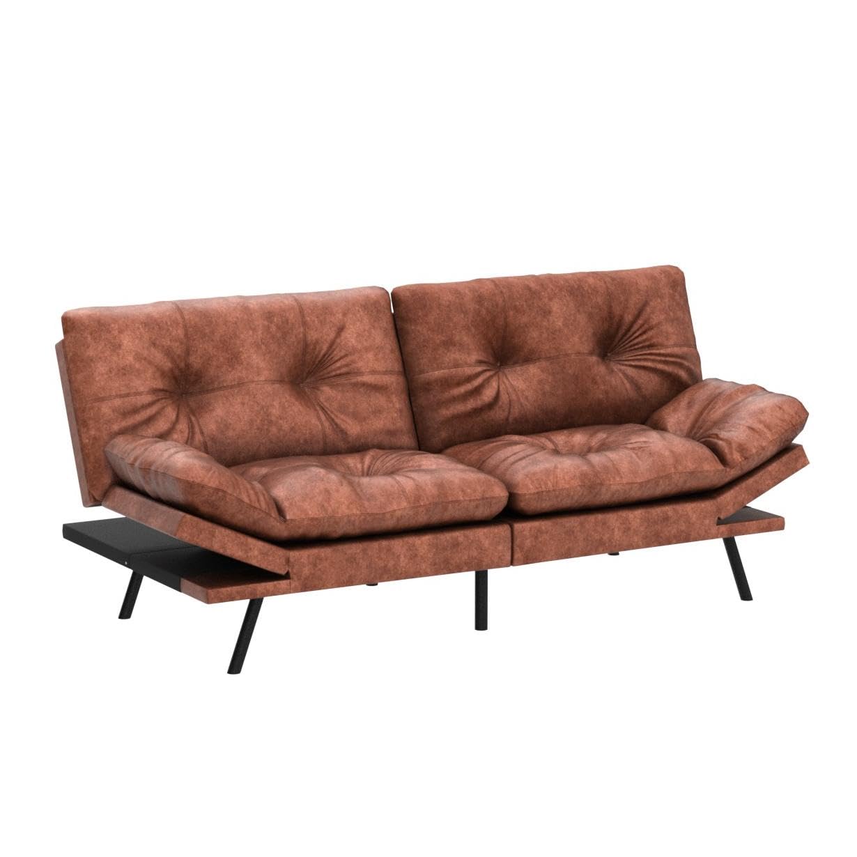 MUUEGM Futon Sofa Bed,Memory Foam Modern Convertible Couch Bed,Folding Futon Sleeper Couch with Compact Living Space,Apartment,Dorm,Bonus Room,71" D x 33" W x 31.5" H,Black