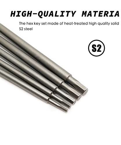 VICRAZEE 1.27 1.5 2.0 2.5 3.0mm Hex Head Allen Wrench Drill Bit Set S2 Steel 1/4" Hex Shank 4.3" Long for Electric Screwgun/Power Drill RC Hobby Tools Kit (5-Pack)