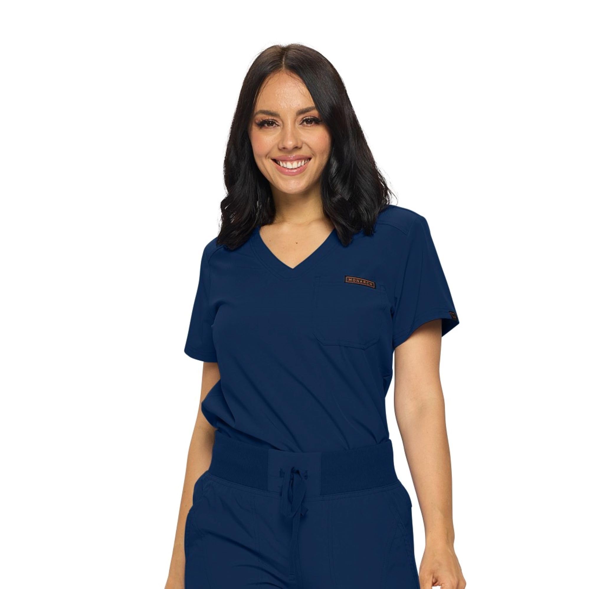 Monarch Uniforms Womens Scrub Top One Pocket Tuck in Scrub Top for Women (Navy) XL