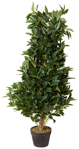 Nearly Natural 4-Ft. Bay Leaf Artificial Topiary UV Resistant (Indoor/Outdoor) Silk Trees, Green