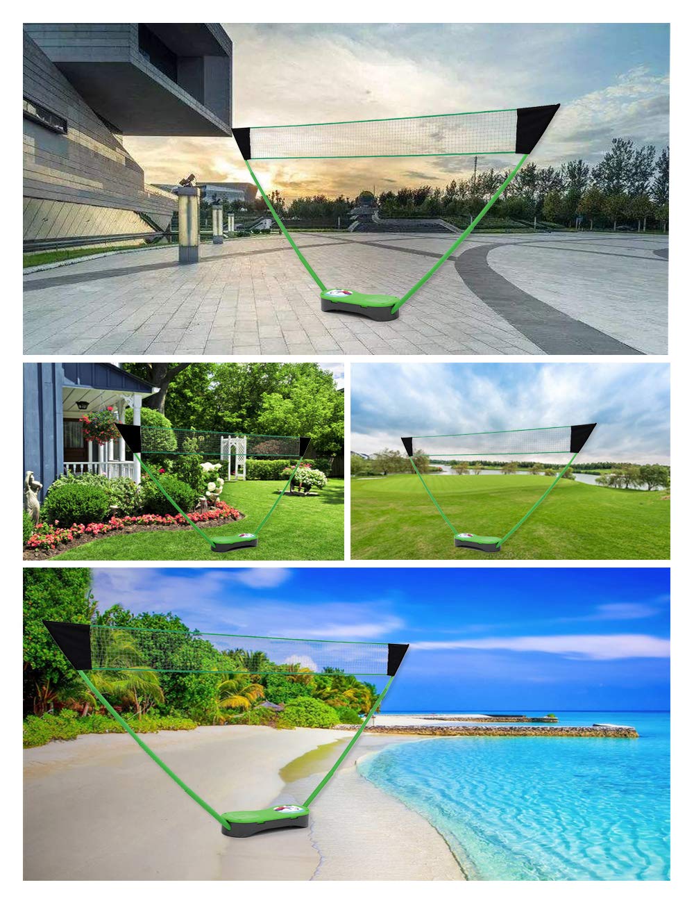 Peak Fits Portable Badminton Net Set,Folding Volleyball Badminton Net,4 Professional Graphite Badminton Racket,8 Racket Grip Tape,4 Shuttlecocks,Family Game,Kids Gift,Backyard Sports