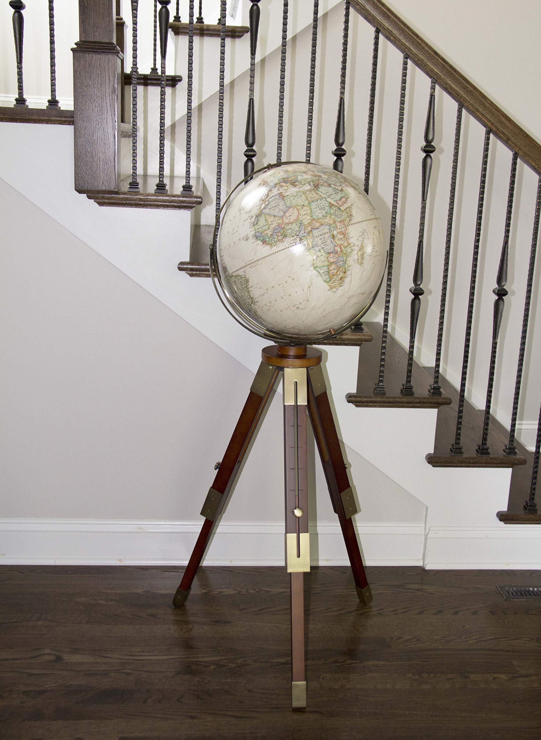 National Geographic Eaton 16" Diameter Floor Globe with Adjustable Legs and Brass Plated Meridian and Fittings