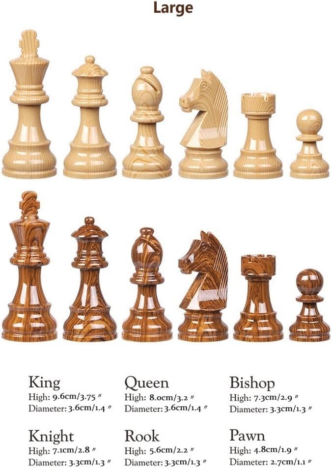 Wooden Chess Set 18" Deluxe Chess Board with 2 Drawers & Handmade Pieces Professional Chess Game Table Set for Adults