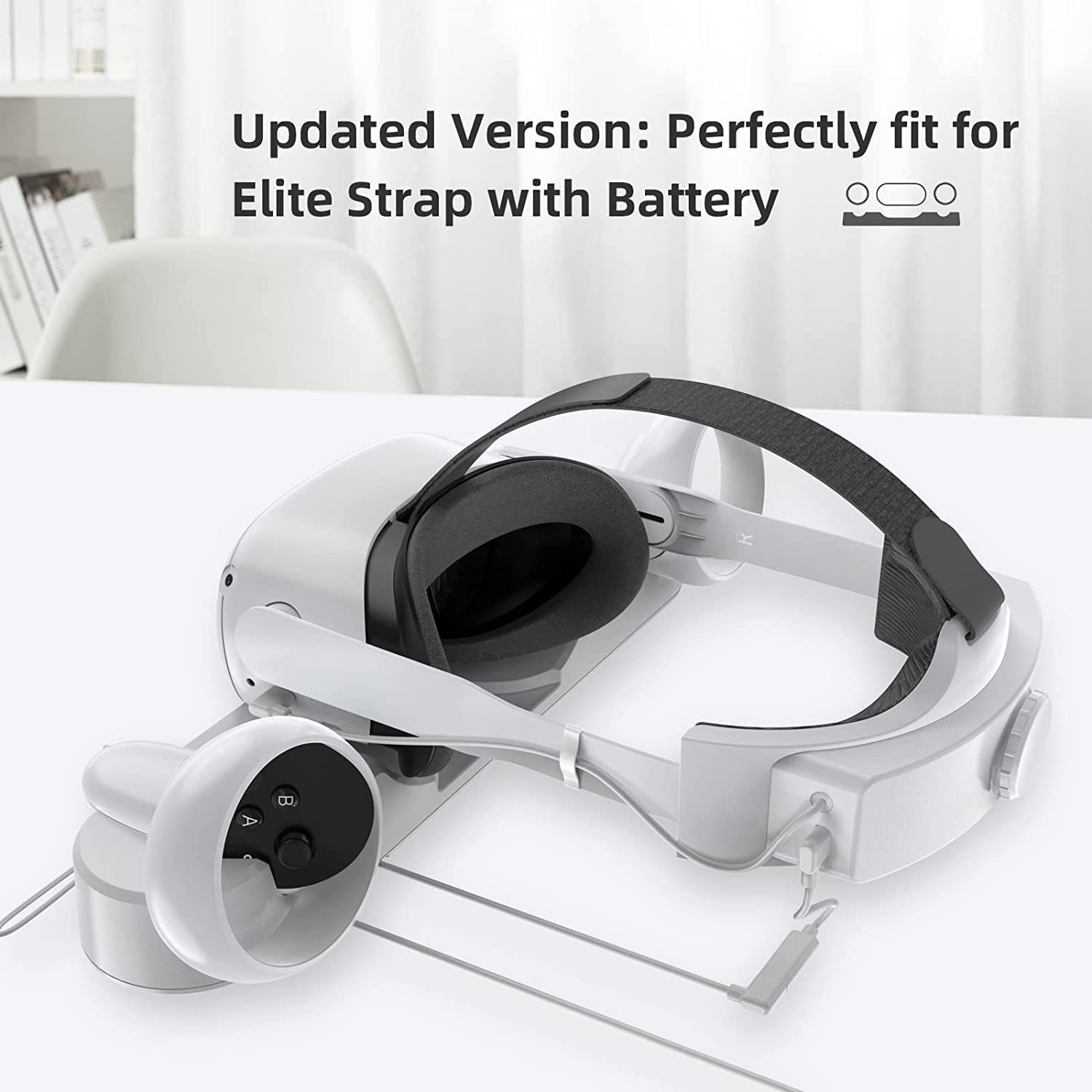 Smatree Charging Dock with Adapter and Elite Strap with 5000mAh Battery Set Compatible for Quest 2