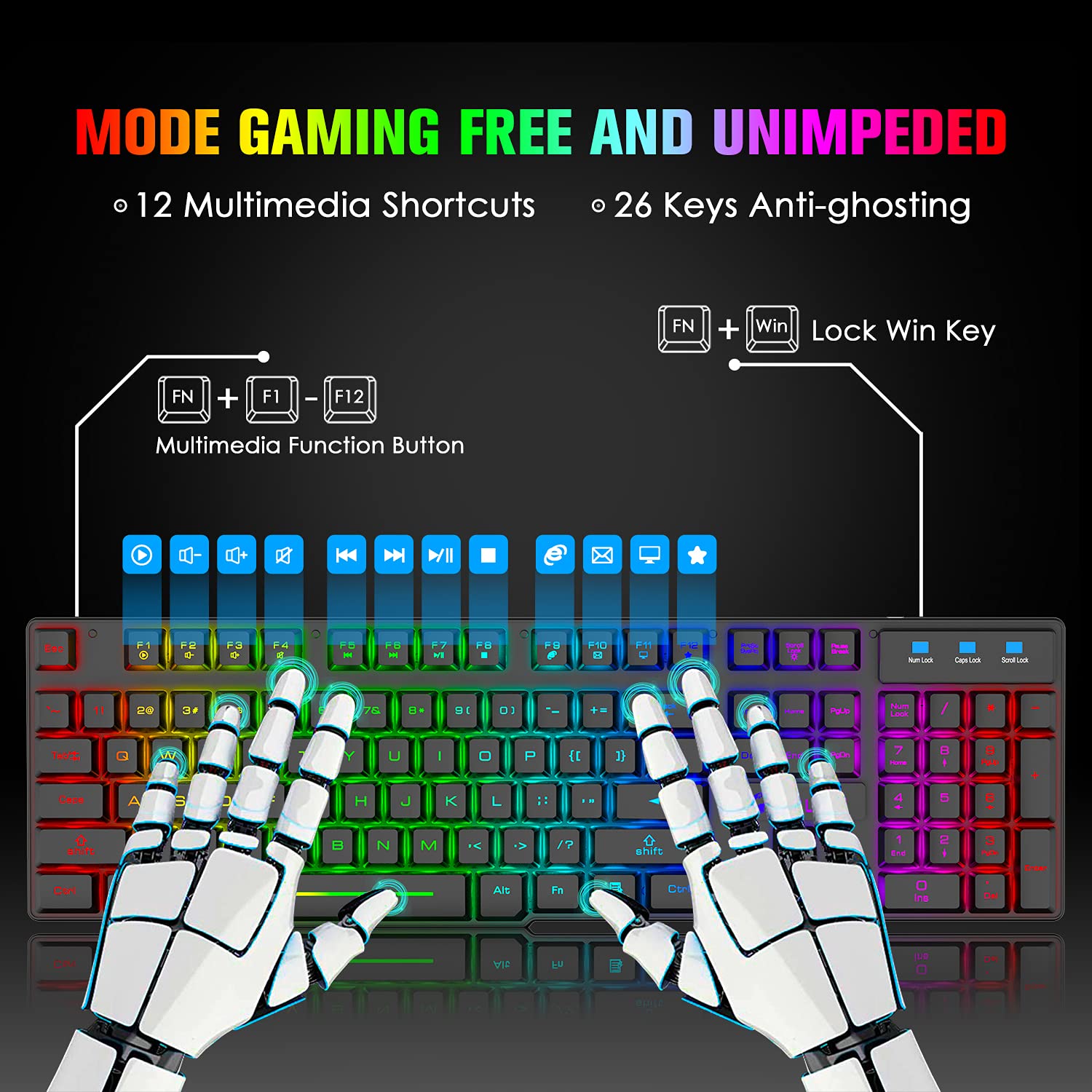 Rechargeable Wireless Gaming Keyboard and Mouse Combo with Wrist Rest Rainbow Backlight Mechanical Feel Gaming Keyboard RGB Crack Gamer Mouse Large Mice Pad for Windows PC and Desktop