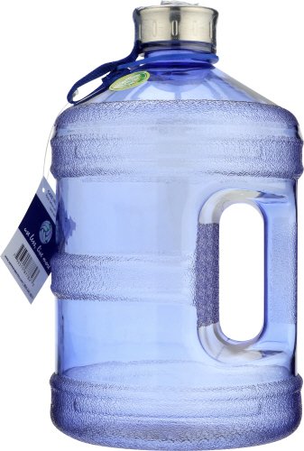 New Wave Enviro Iconic 1 Gallon BPA Free Water Bottle (Round), Built in Handle and Stainless Steel Cap, 1 Gallon Capacity Bottle, Faint Blue