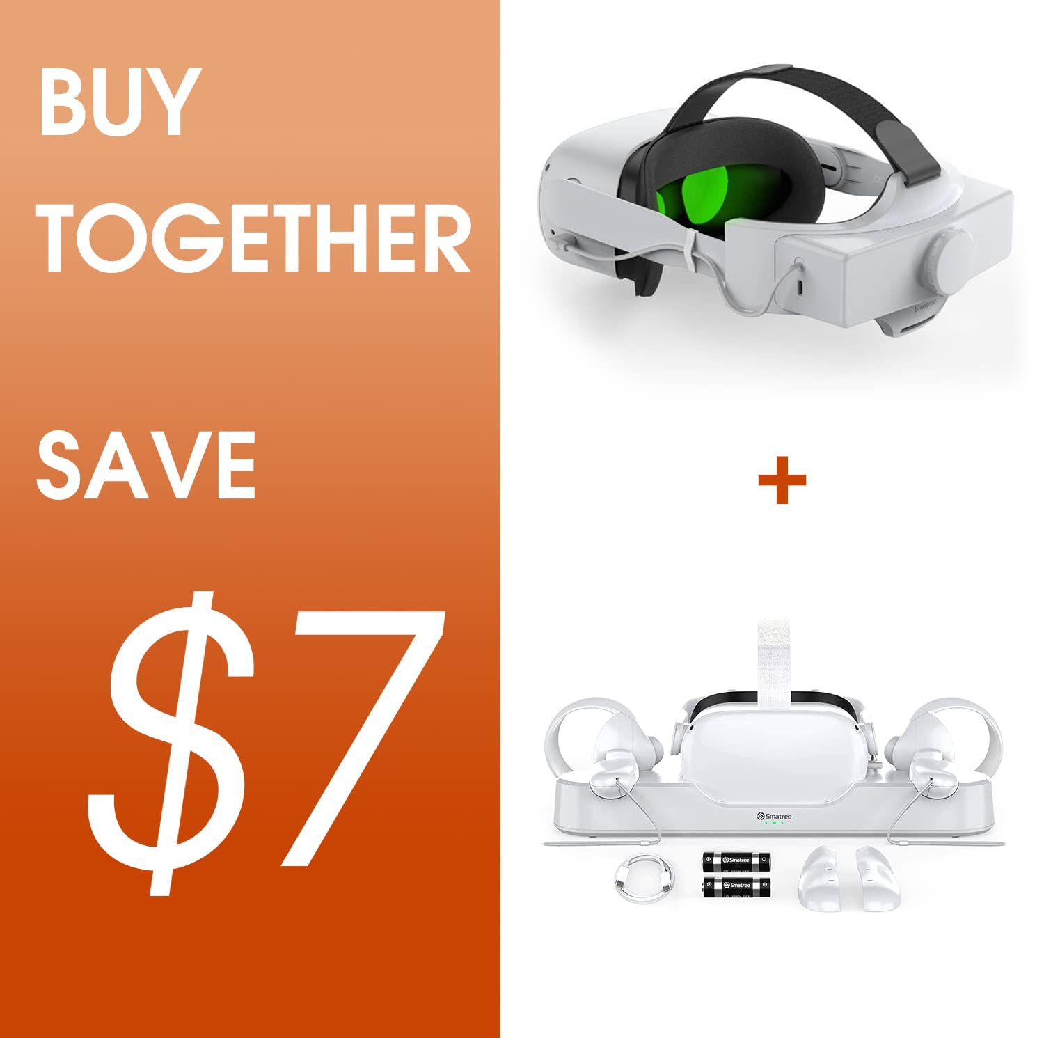 Smatree Charging Dock without Adapter and Elite Strap with 10000mAh Battery Set Compatible for Quest 2