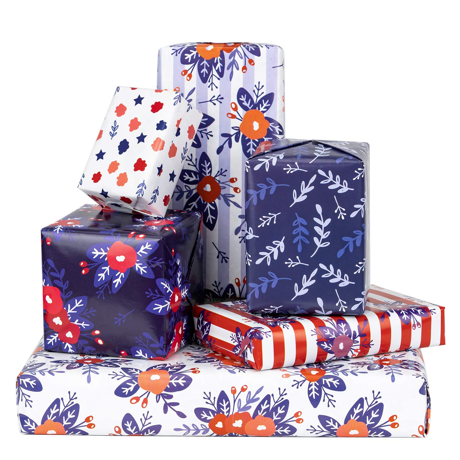 MAYPLUSS Wrapping Paper Large Sheet - Folded Flat - 6 Different Autumn Print Design (45.2 sq. ft.ttl.) - 27.5 inch X 39.4 inch Per Sheet