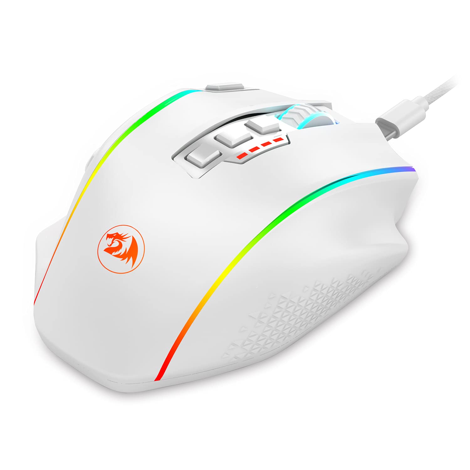 Redragon M901 Gaming Mouse RGB Backlit MMO 16 Macro Programmable Buttons 16000 DPI for Windows PC Computer (Wireless, White)