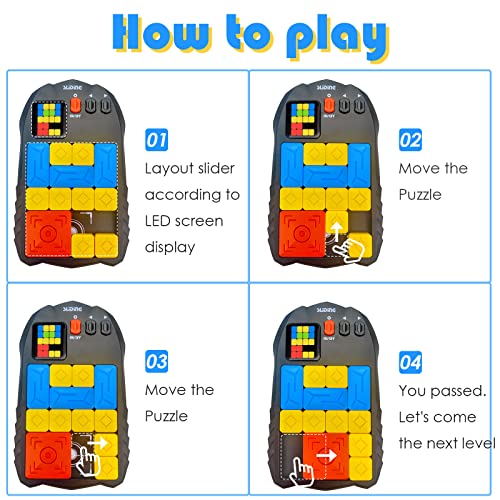 Super Slide Puzzles Brain Games, with 500+ Levels Electronic Handheld Game, Challenges Brain Teaser Puzzles, Learning & Education Travel Stem Toys for Kids and Adults