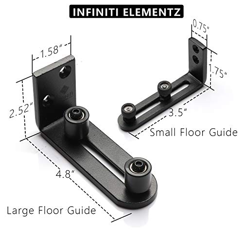 NEW IMPROVED DESIGN!!! Barn Door Floor Guide | SMOOTH BUTTER BEARINGS!!! | Stay Roller Sliding Adjustable | Guide Flush With Floor | Steel Frame (SMALL BLACK)