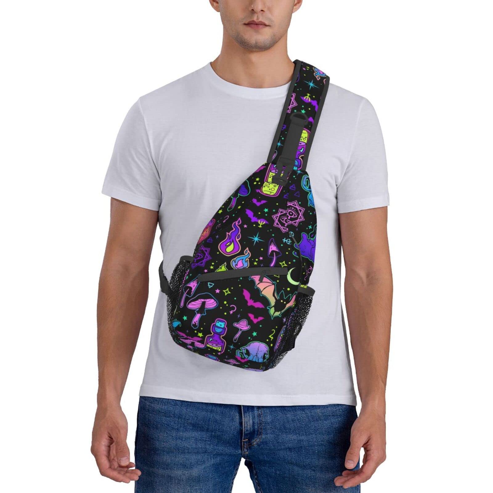 Skull Crossbody Backpack for Travel Hiking Chest Daypack Shoulder Sling Bag for Men Women Cycling Walking