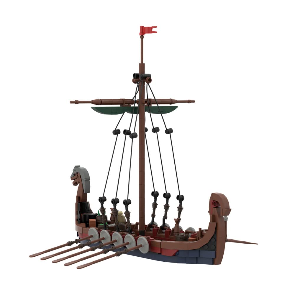 Viking Longship Building Blocks Kit,MOC Military Vessel Ship Model Medieval Pirate Ship Troop Carrier Brick Model DIY Kids Toys Birthdays Gift