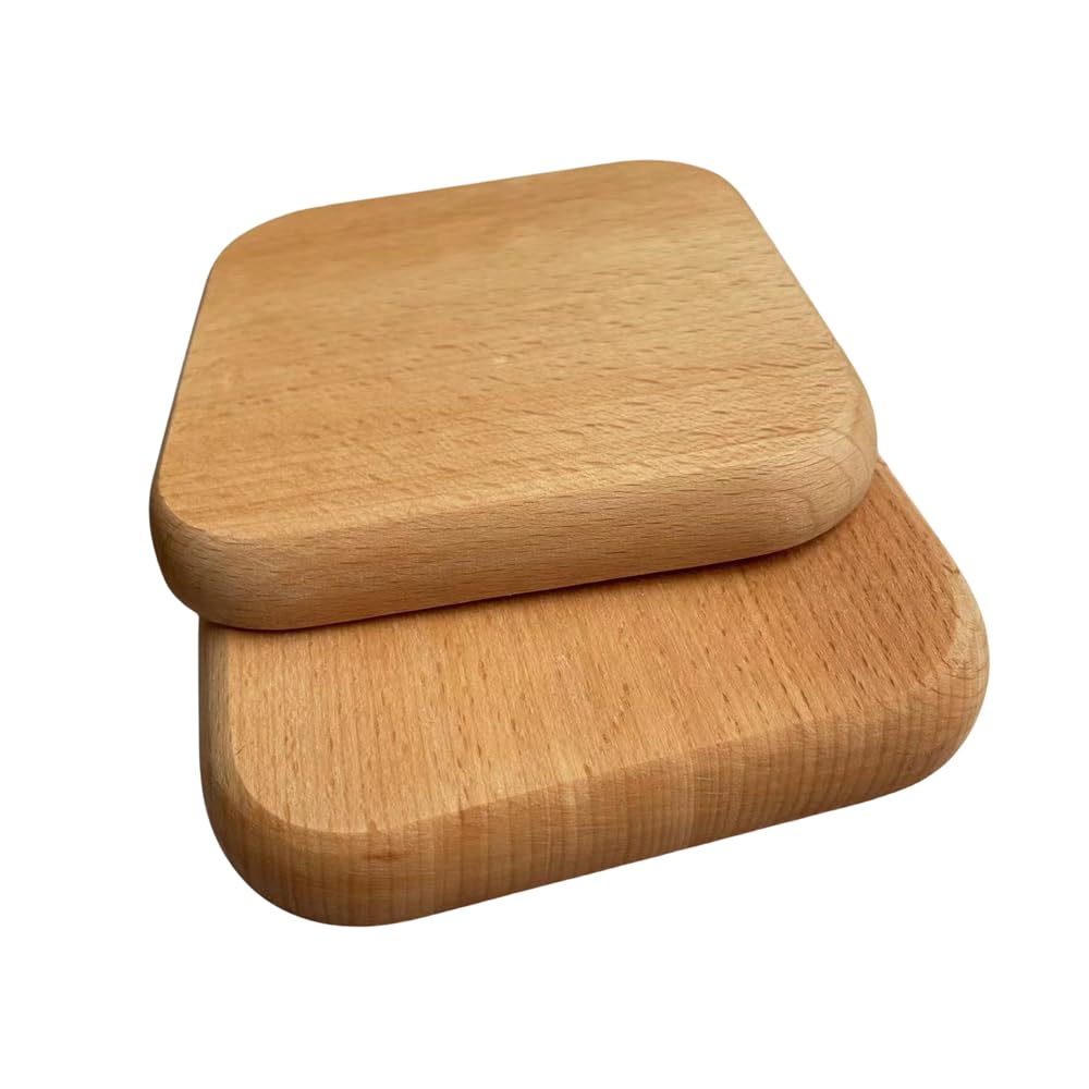 Set of 2 Square Decorative Tray 5''X5'' Tableware Serving Tray for Cake Coffee Tea Jewellery Key Coin Storage Natural Wood Dessert Tray, Wooden Cheese Plate
