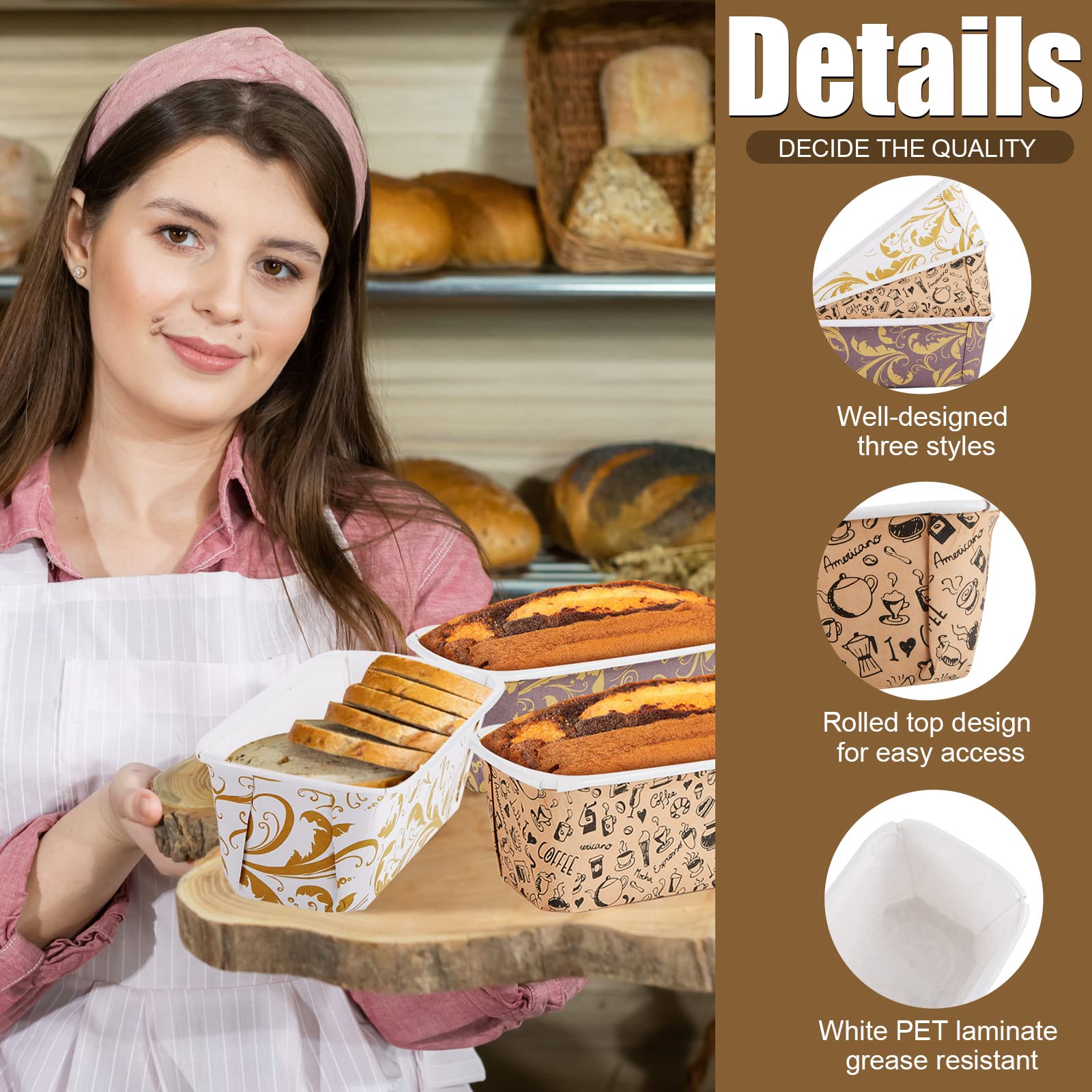 Tessco 60 Pcs Loaf Pan Liners Paper Loaf Pans Disposable Paper Baking Loft Pans Paper Baking Pans Rectangle Paper Baking Loft Mold for Bread Cake, Microwave Oven Freezer Safe(6 x 2.5 x 2 Inch)