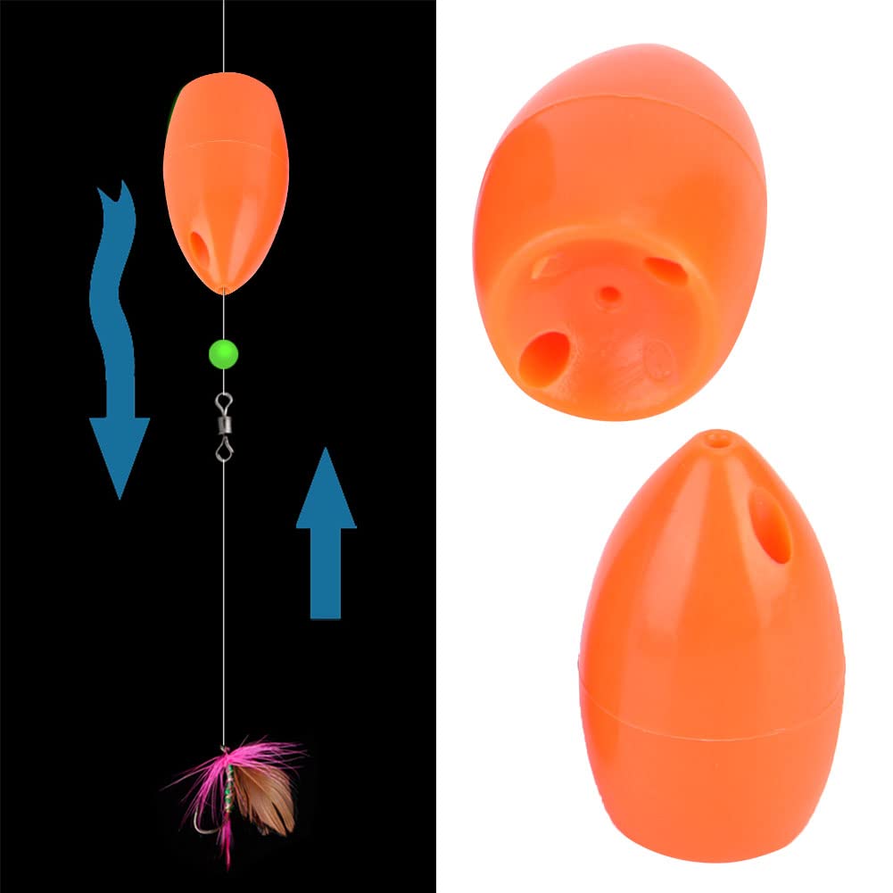 Yeuipea Fishing Bobber Float, 20 Pcs Rubber Oval Colorful Beans Stopper Fishing Bobber Float Fishing Tools Accessory(L-Orange)