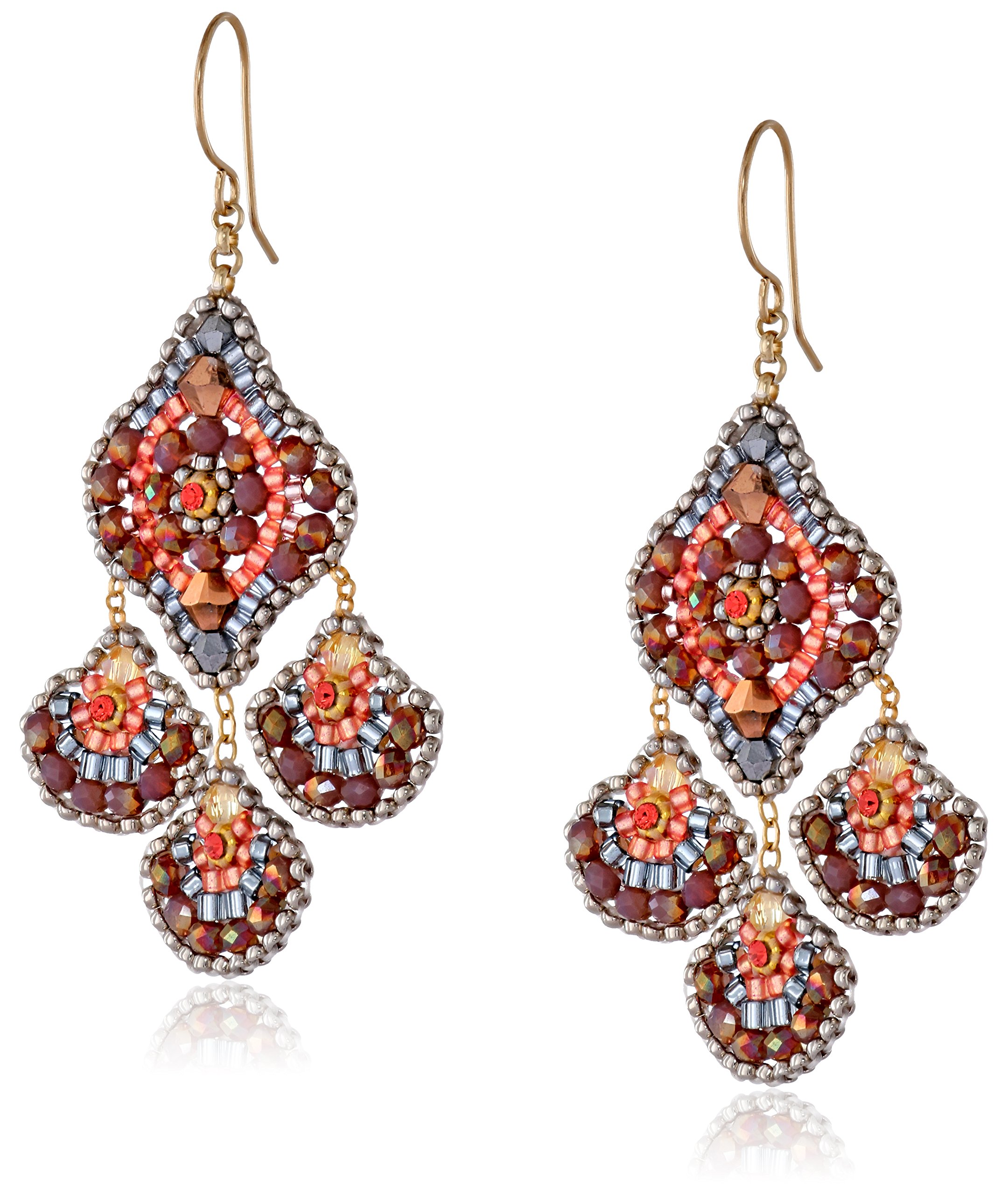 Miguel Ases Soft Pink Pyrite and Swarovski Chandelier Drop Earrings