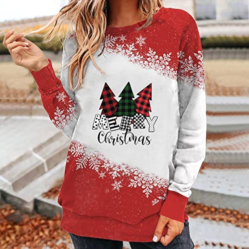 Women Cute Christmas 3D Print Sweatshirt Autumn and Winter Round Neck Tops Fashion Long Sleeve Pullover