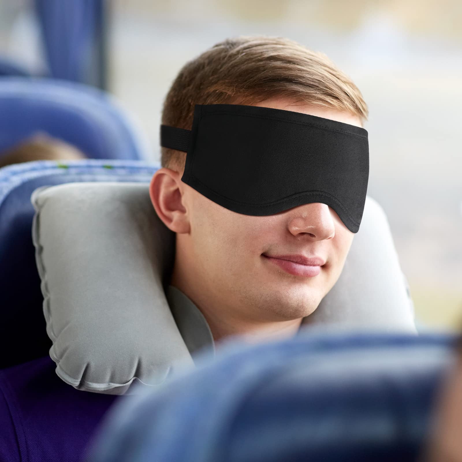 Ripeng 2 Sets Travel Pillow Alternative That Stops Head Bobbing, Airplane Straps and Car Support Band for Travel Sleeping, Adjustable Functional Head Straps Pillow, One Size Black