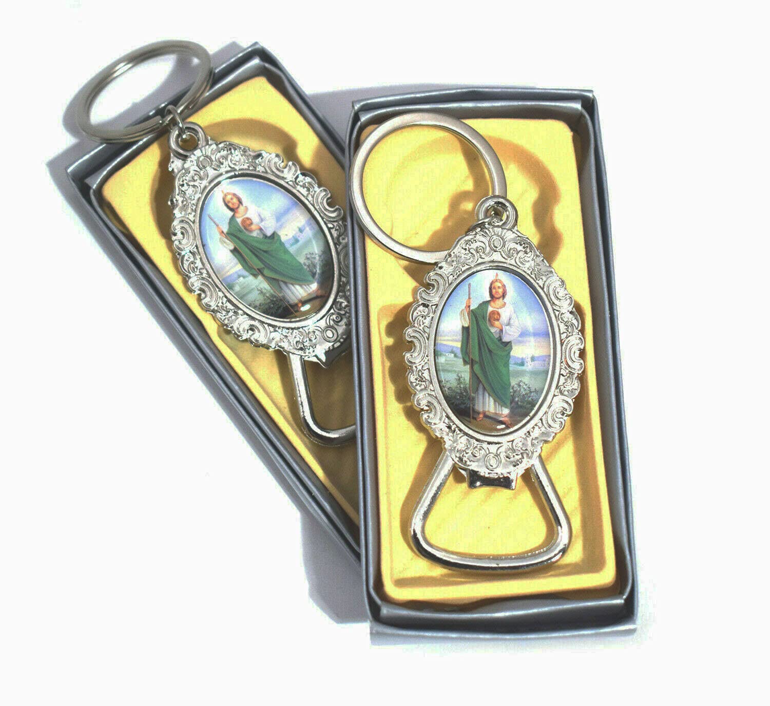 San Judes Bottle Opener Keychain Baptism Recuerdos de Bautizo First Communion Christening Favors -12PCS