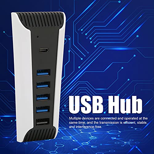 USB Hub, 5 in 1 Multi Port Expansion Adapter,1 x USB ,1 x Type C Male to 5 x USB,1 x Type C Female, High Speed Docking Station for PS5 Console