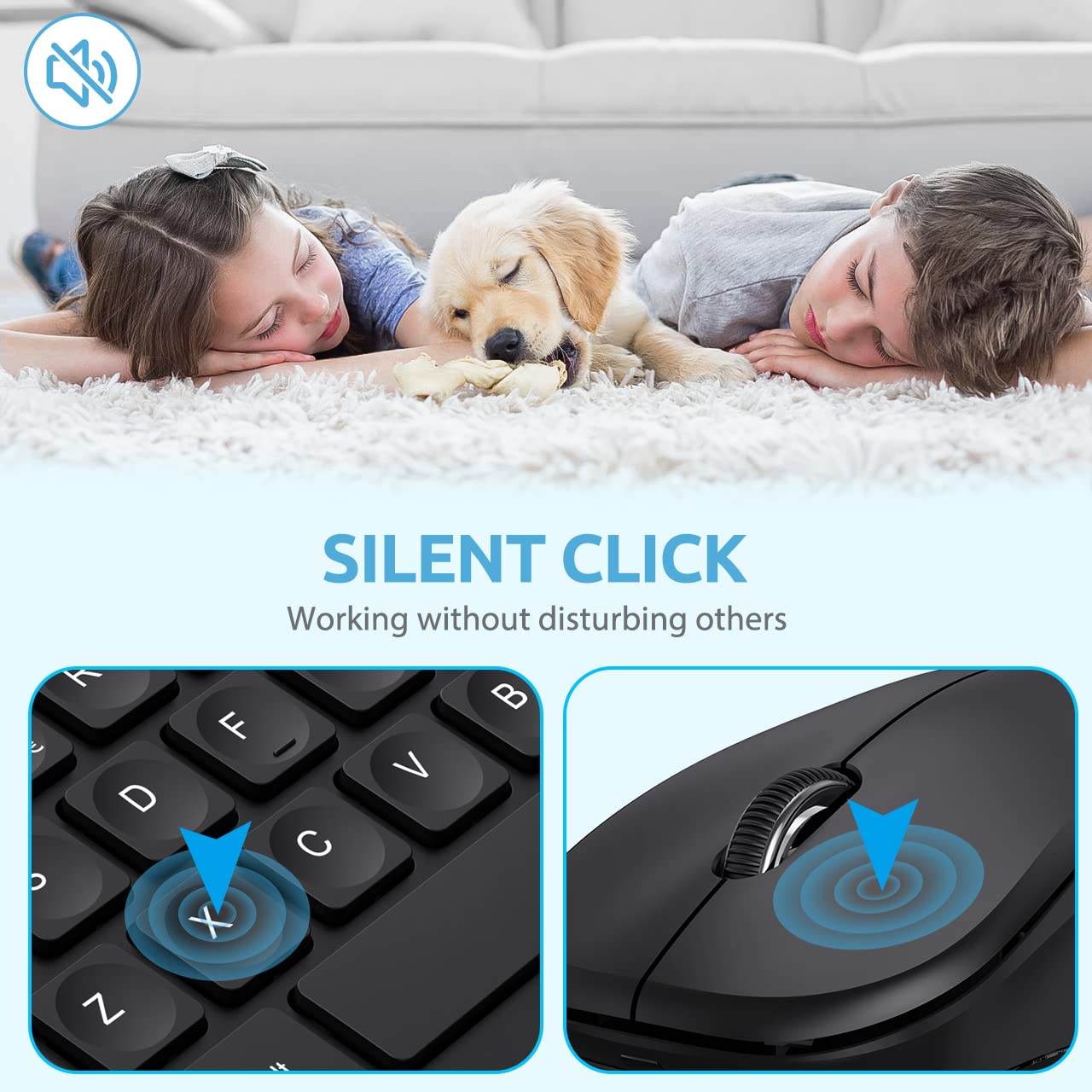 Wireless Keyboard and Mouse, 2.4GHz Ergonomic Compact Quiet Full-Size Computer Keyboard Cordless Mouse Combo with Nano USB Receiver for Windows, Laptop, PC, Notebook (Black)