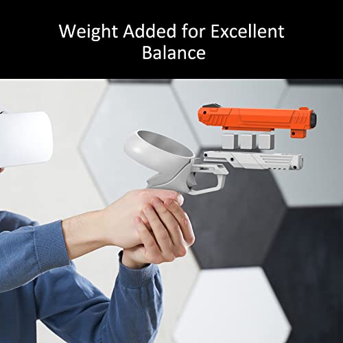 VirtualBuff Dual Gun Stock Attachment for Meta Oculus Quest 2 Controllers, Real-life Pistol Weight, VR Accessories to Enhance FPS Gaming Experiences