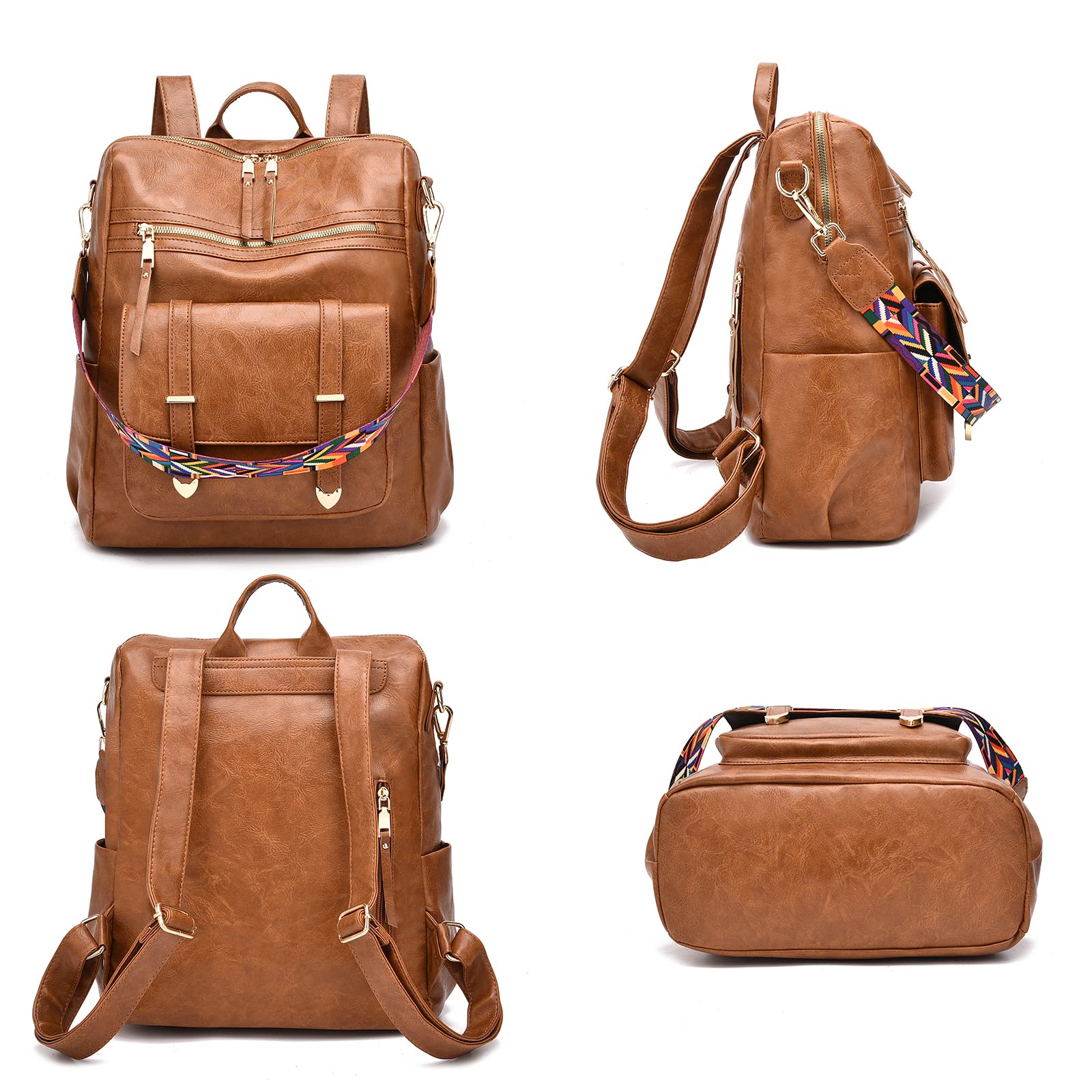 Women Fashion Backpack Purse Multipurpose Casual Shoulder Bag PU Leather Travel Bag for Ladies with Convertible Strap