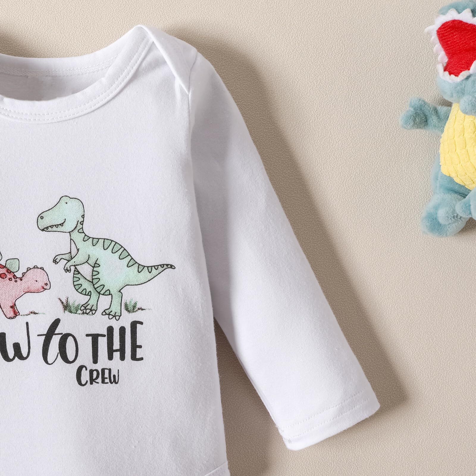 Newborn Baby Boys Clothes Outfits 0-3 Months Letter Dinosaur Print Long Sleeve Rompers Long Pants Hat Infant Cute Sets