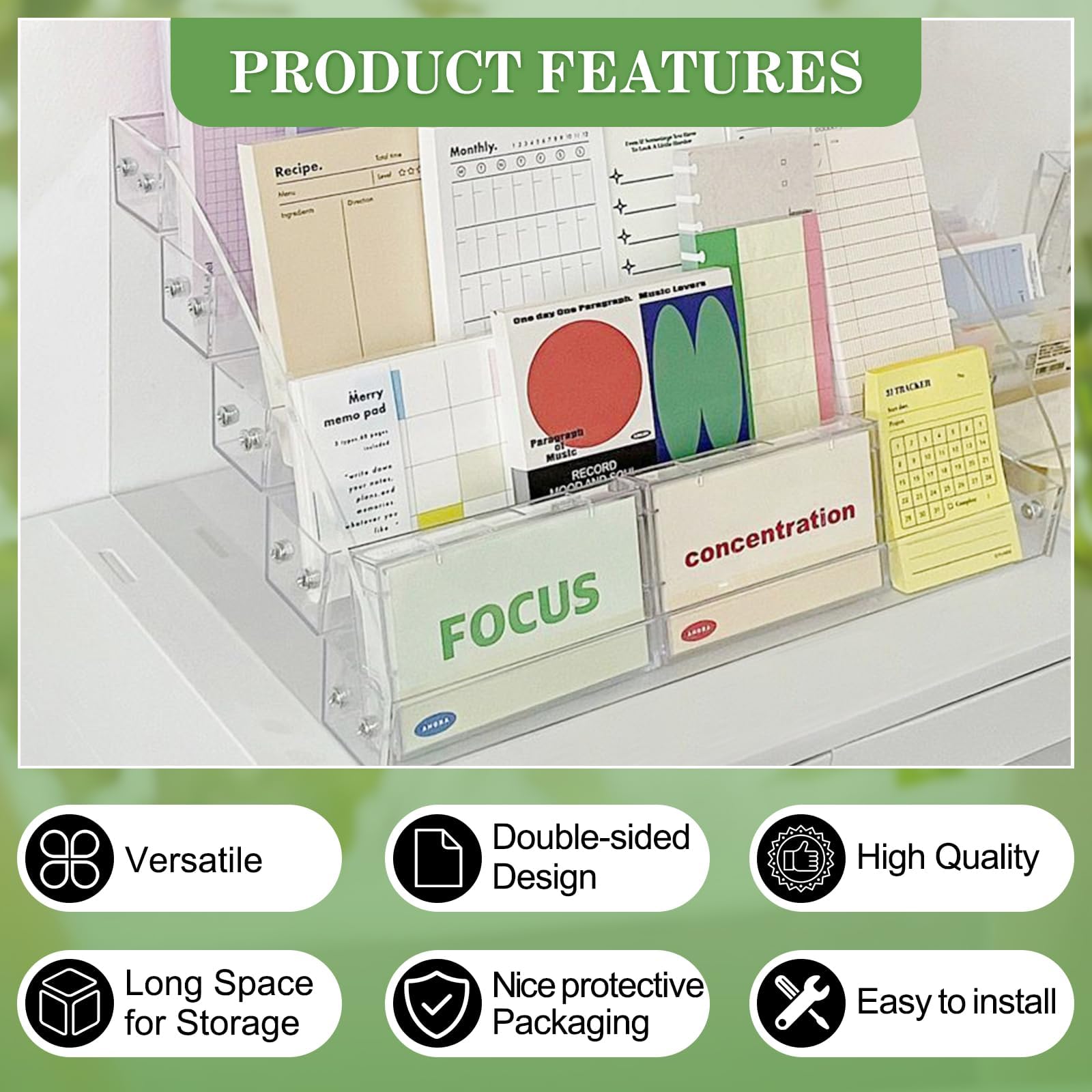 yuuzue 5 Tier Greeting Card Display Rack, Clear Acrylic Sticker Display Stand Greeting Card Holder Postcard Organizer for Vendors Retail Display Photo Stand for Counter Tabletop Display Supplies