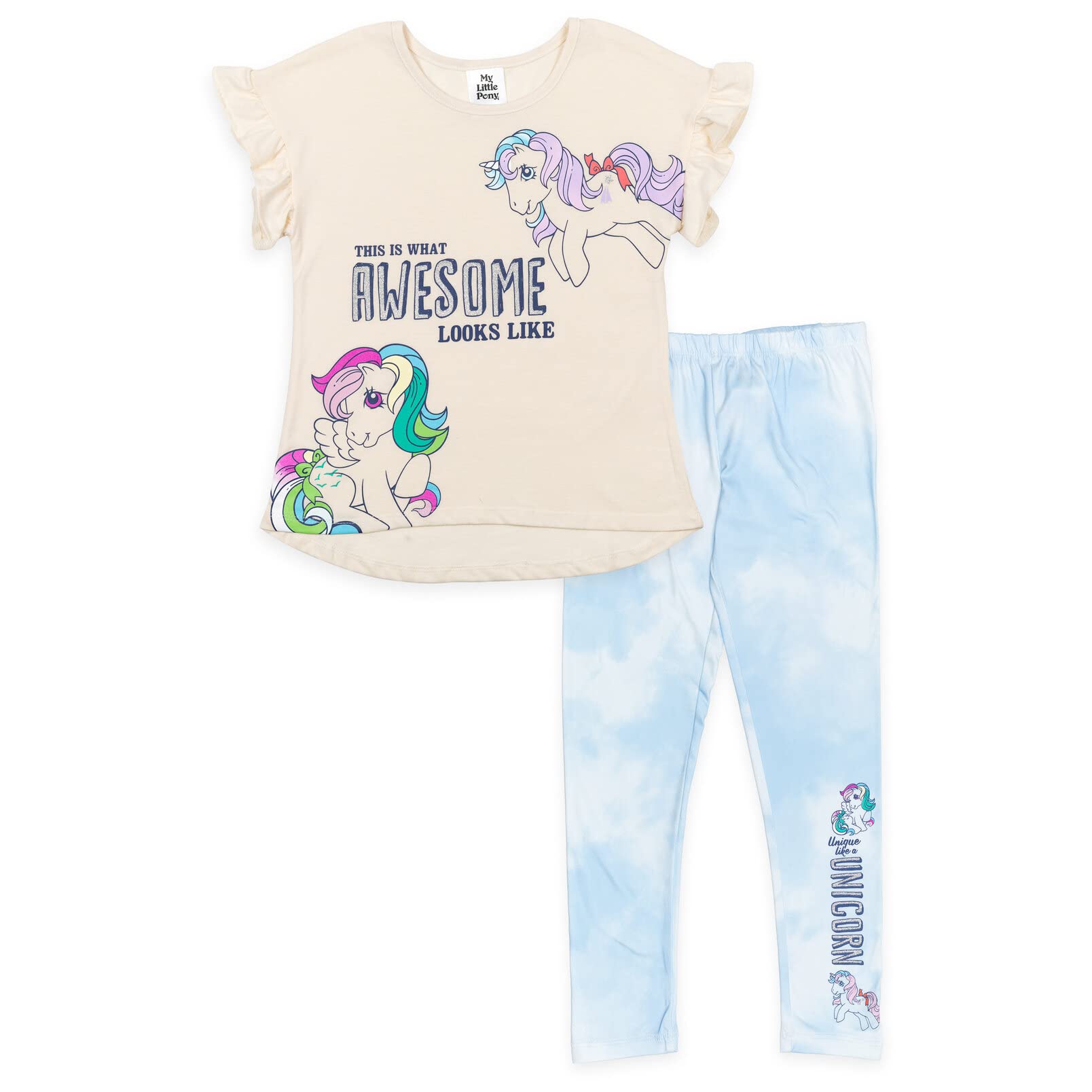 My Little Pony Skydancer Glory Big Girls Ruffle T-Shirt Legging Set White/Blue 14-16