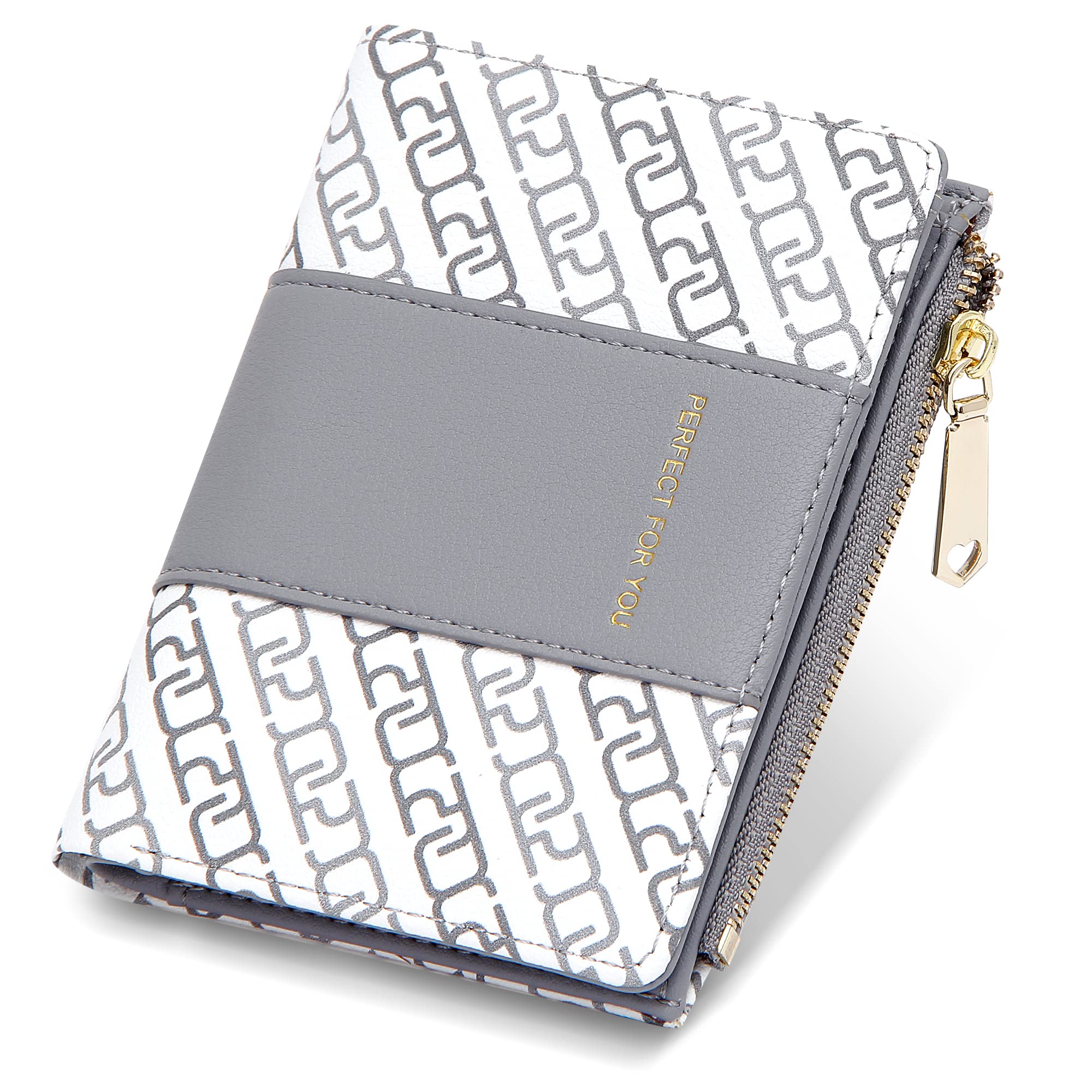 VOCUS Small Wallet for Women Bifold Leather Coin Purse Card Holder Wallet with Zipper Coin Pocket ID Window