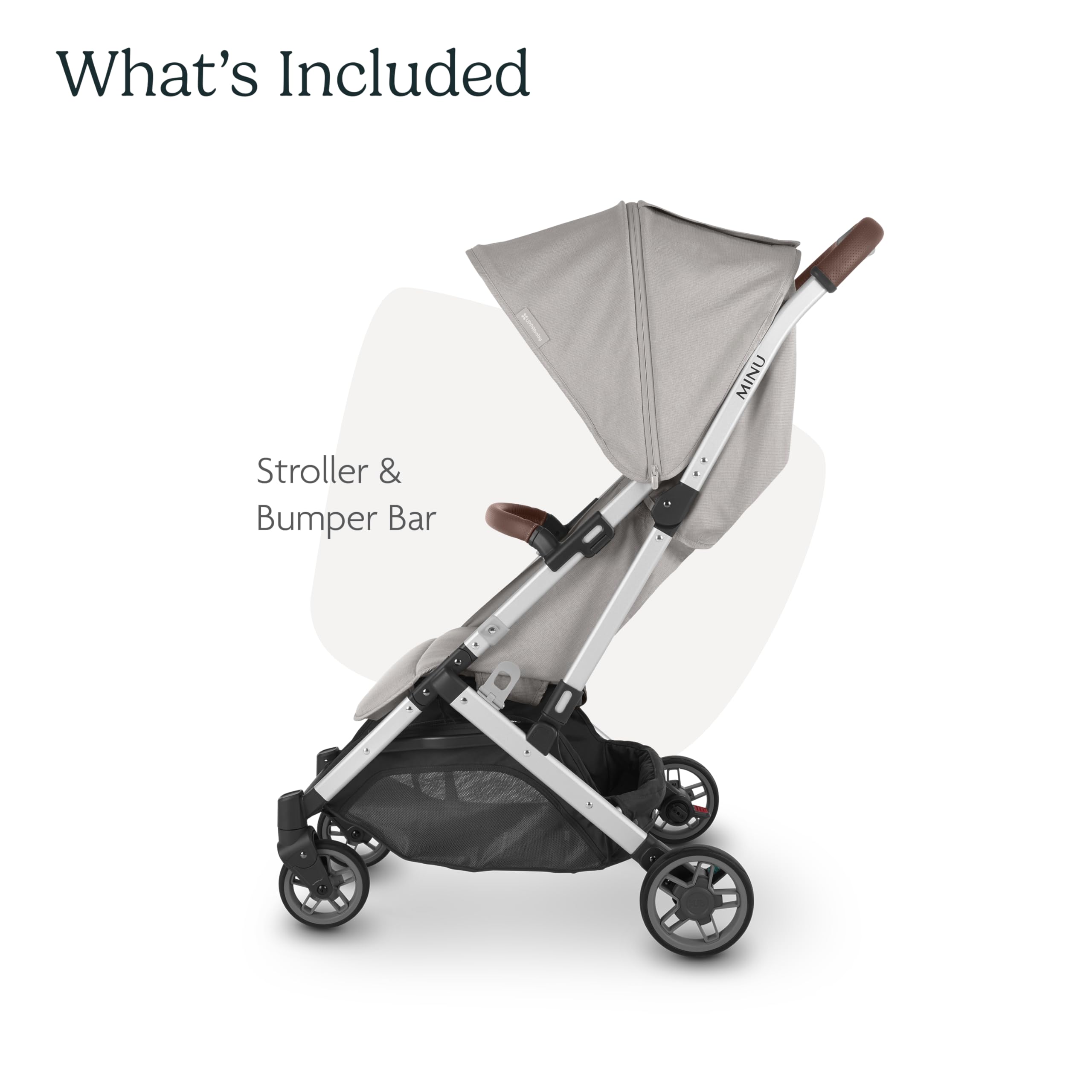 UPPAbaby Minu V2 Travel Stroller/Lightweight, Portable Design/One-Hand Fold/Shoulder Strap and Leather Bumper Bar Included/Charlotte (Coastal Blue/Carbon Frame/Saddle Leather)