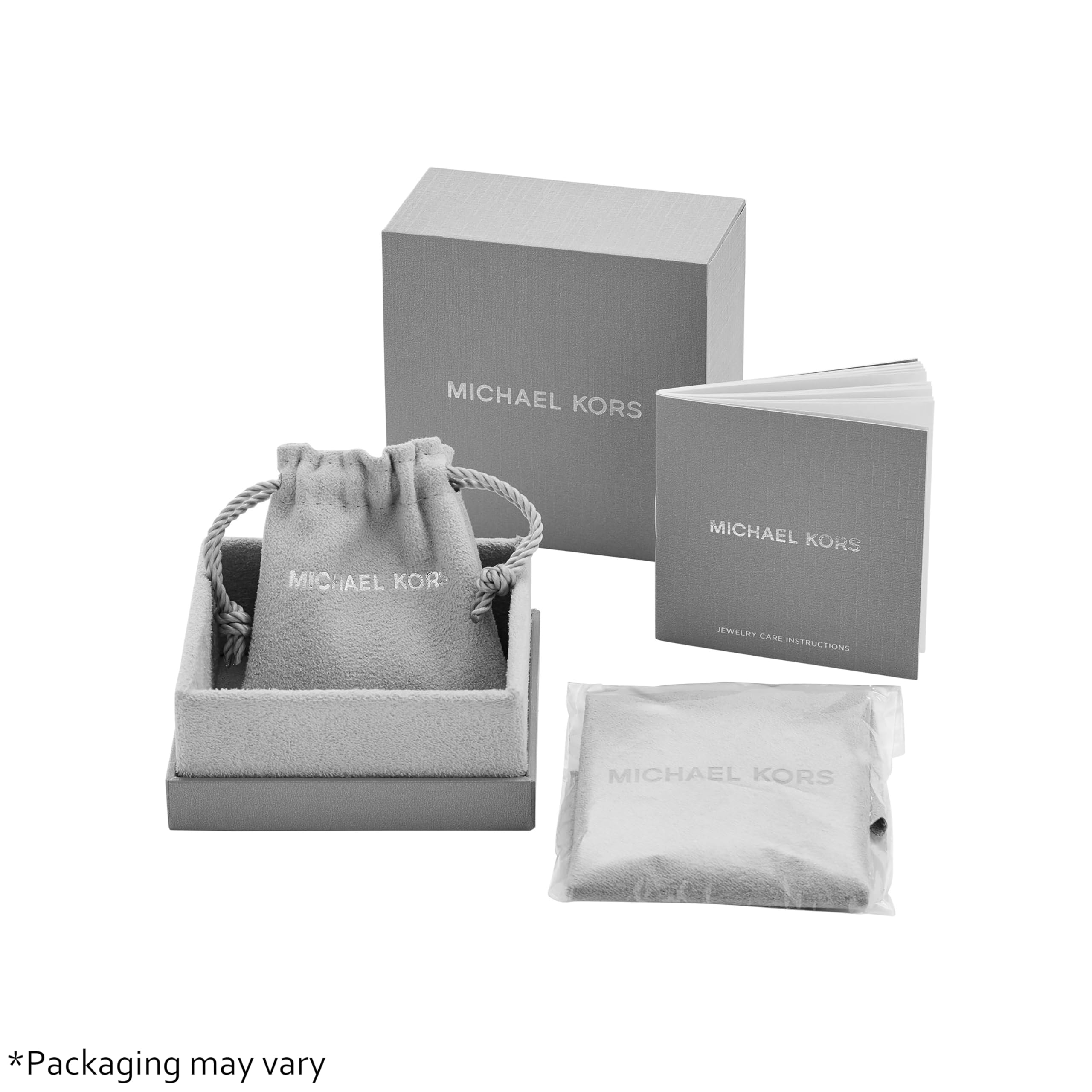 Michael Kors Stainless Steel and Pavé Crystal MK Logo Dangle Earrings for Women, Color: Silver (Model: MKJ4795040)